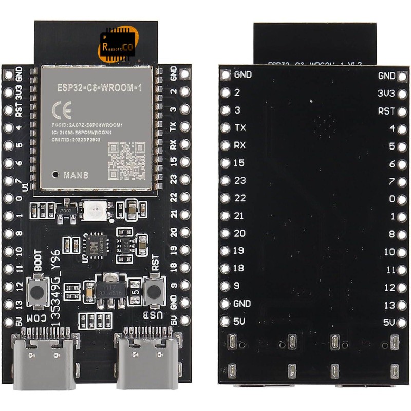 ESP32 ESP32-C6 ESP32 WiFi+Bluetooth Internet of Things Dual Type-C Development Board لوحة