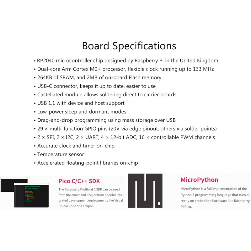 RP2040-Zero Mini Board, Pico-Like MCU Board Based on Raspberry Pi MCU RP2040 راس بيري