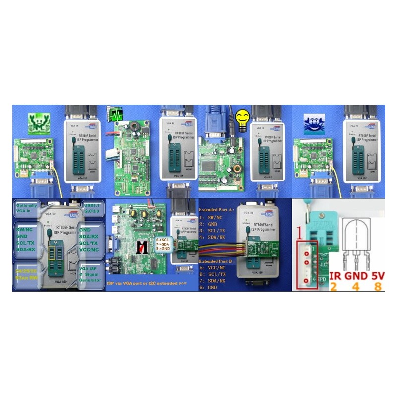 RT809F SERIAL ISP PROGRAMMER WITH VGA/HDMI